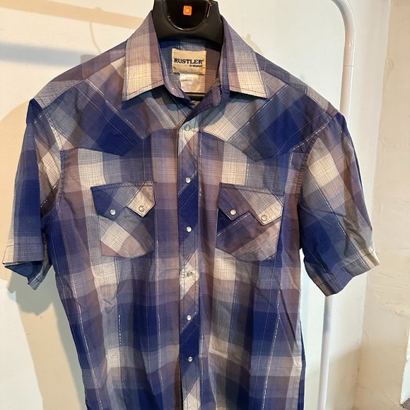Rustler | Shirts | Mens Rustler By Wrangler Indigo With Silver Accents ...
